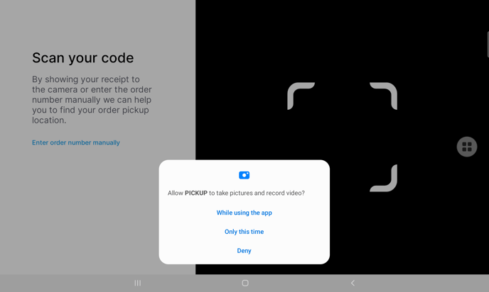 Enable Camera Permissions On The Pickup App